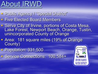 Dual Plumbed Buildings (Irvine Water Ranch District) | PPT