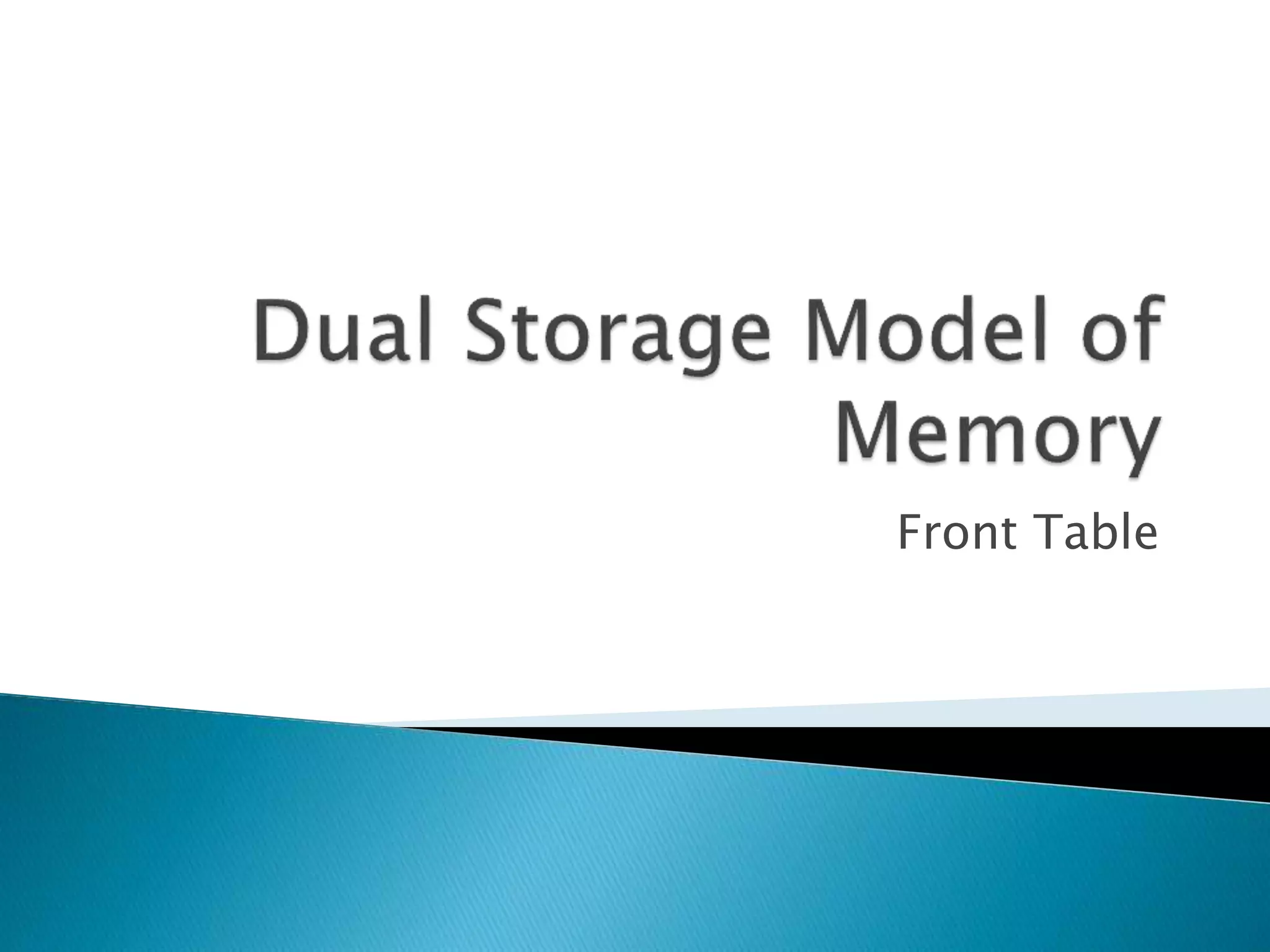 Dual storage model of memory | PPSX