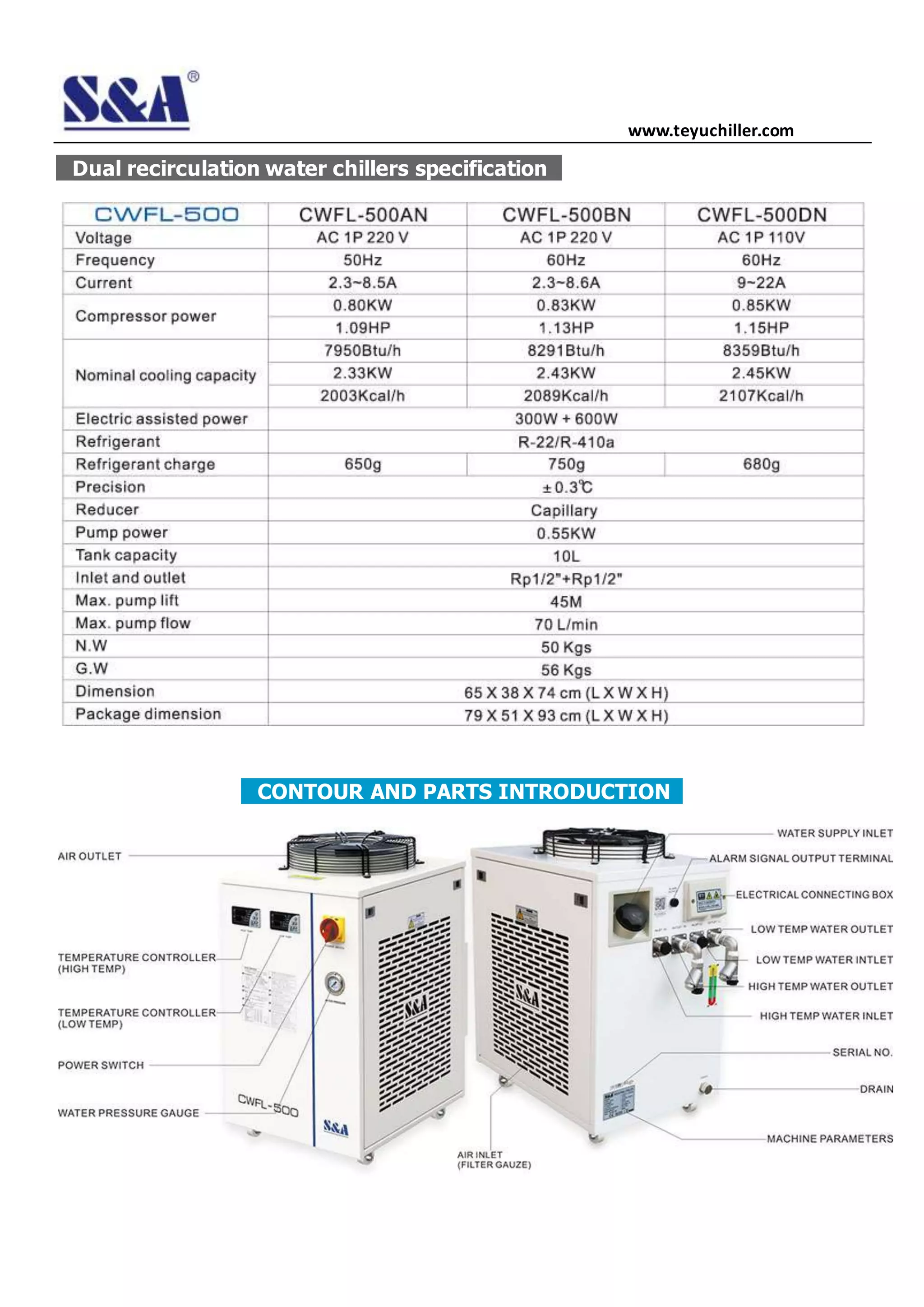 Dual temperature water chillers cwfl 500 for 500 w fiber laser-cwfl-500 ...