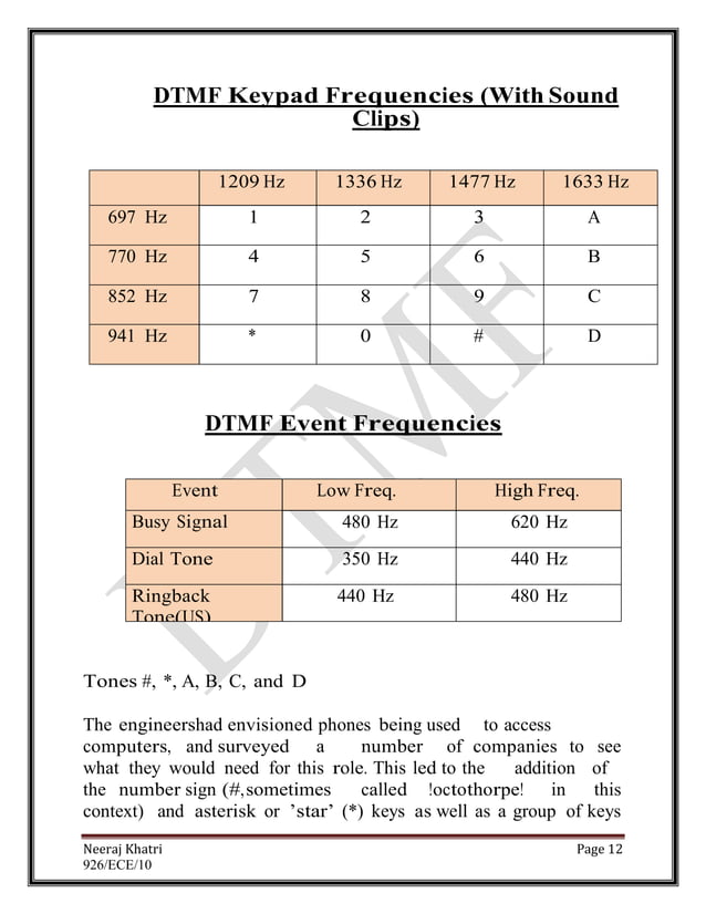 Dual tone multiple frequency | PDF