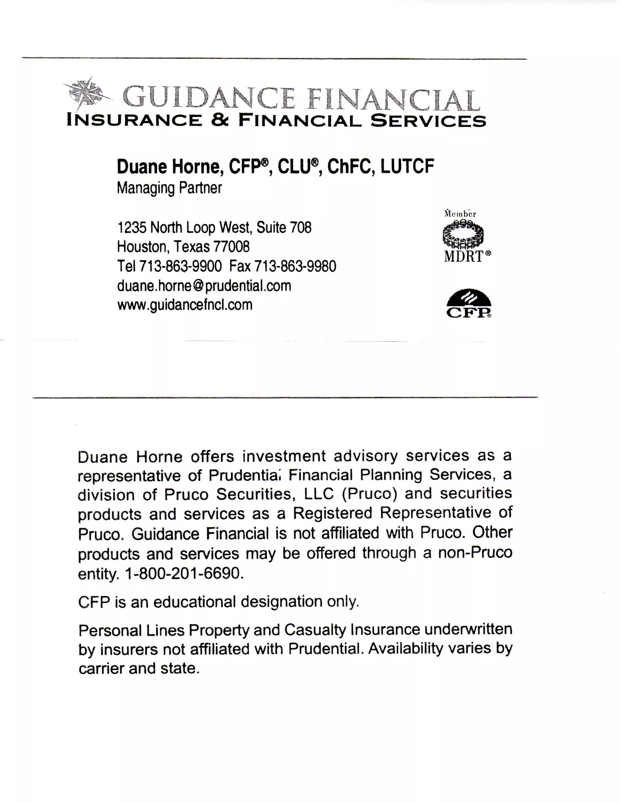 Duane Horne's Business Card | PDF