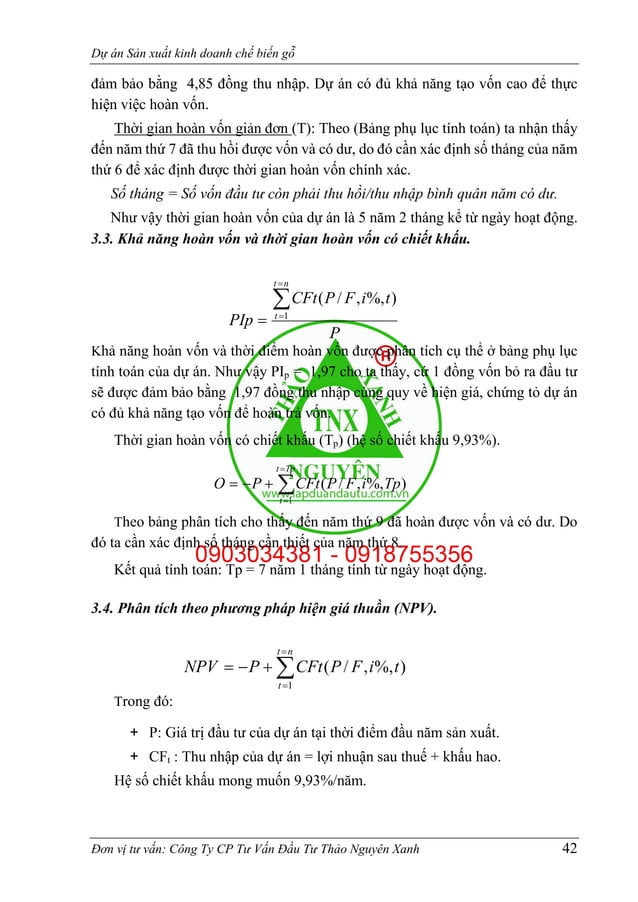 Thuyết minh dự án Sản xuất Kinh doanh Chế biến gỗ tỉnh Nghệ An - 0903034381 | PDF