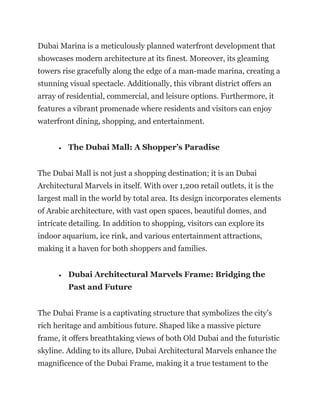 Dubai Architectural Marvels and Imaginations | PDF