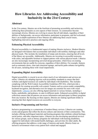 How Libraries Are Addressing Accessibility and Inclusivity in the 21st ...