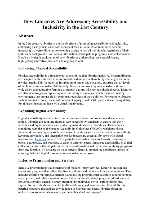 How Libraries Are Addressing Accessibility and Inclusivity in the 21st ...