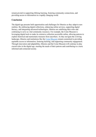 The Evolving Role of Libraries in the Digital Age: Adapting to New ...