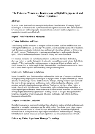 The Future of Museums: Innovations in Digital Engagement and Visitor Experience | PDF