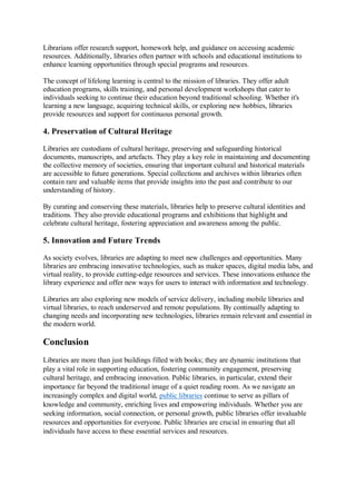 The Importance of Libraries: Pillars of Knowledge and Community | PDF ...