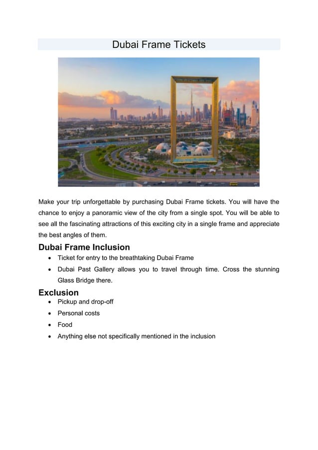 Dubai Frame Tickets | PDF | Hotels and Motels | Travel Type