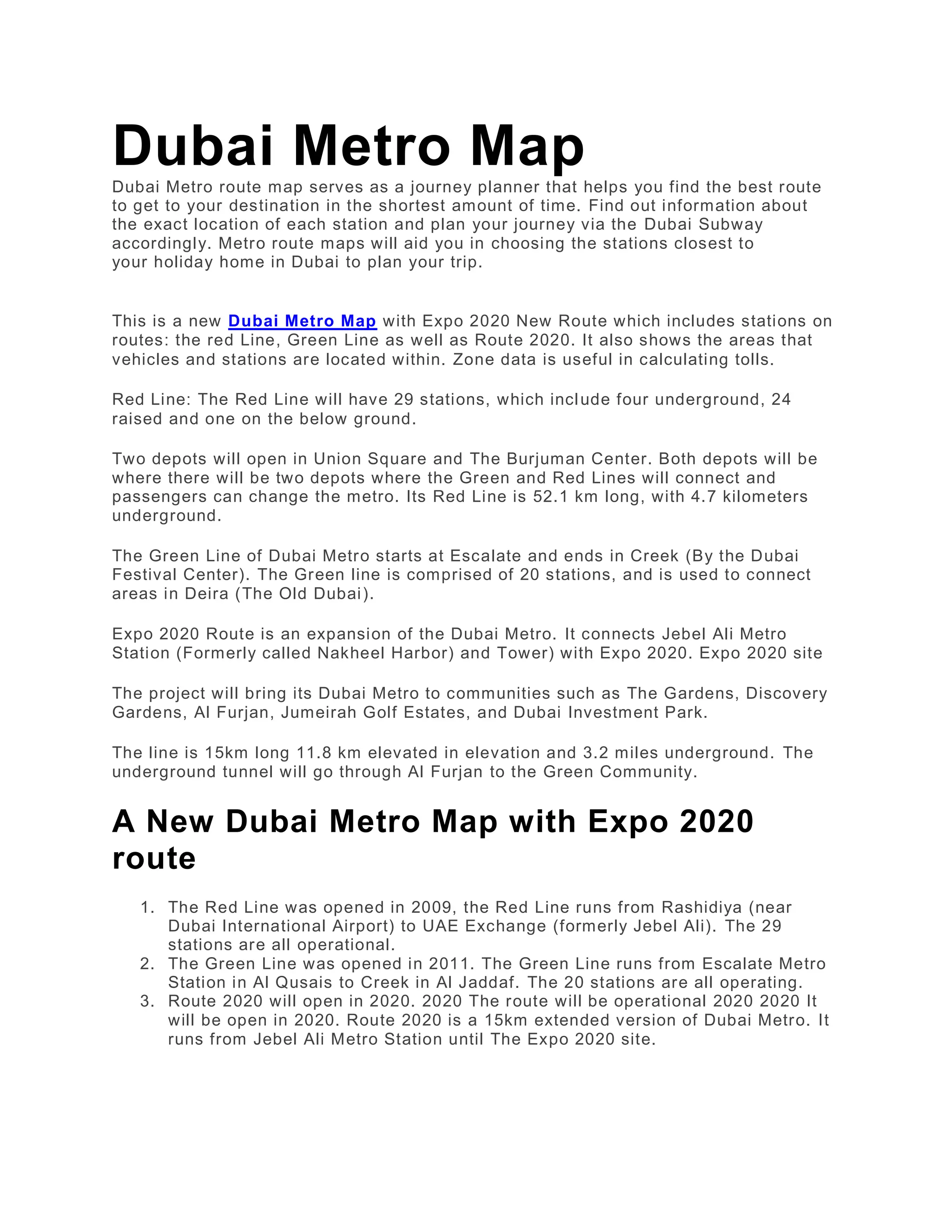 Dubai metro map | PDF