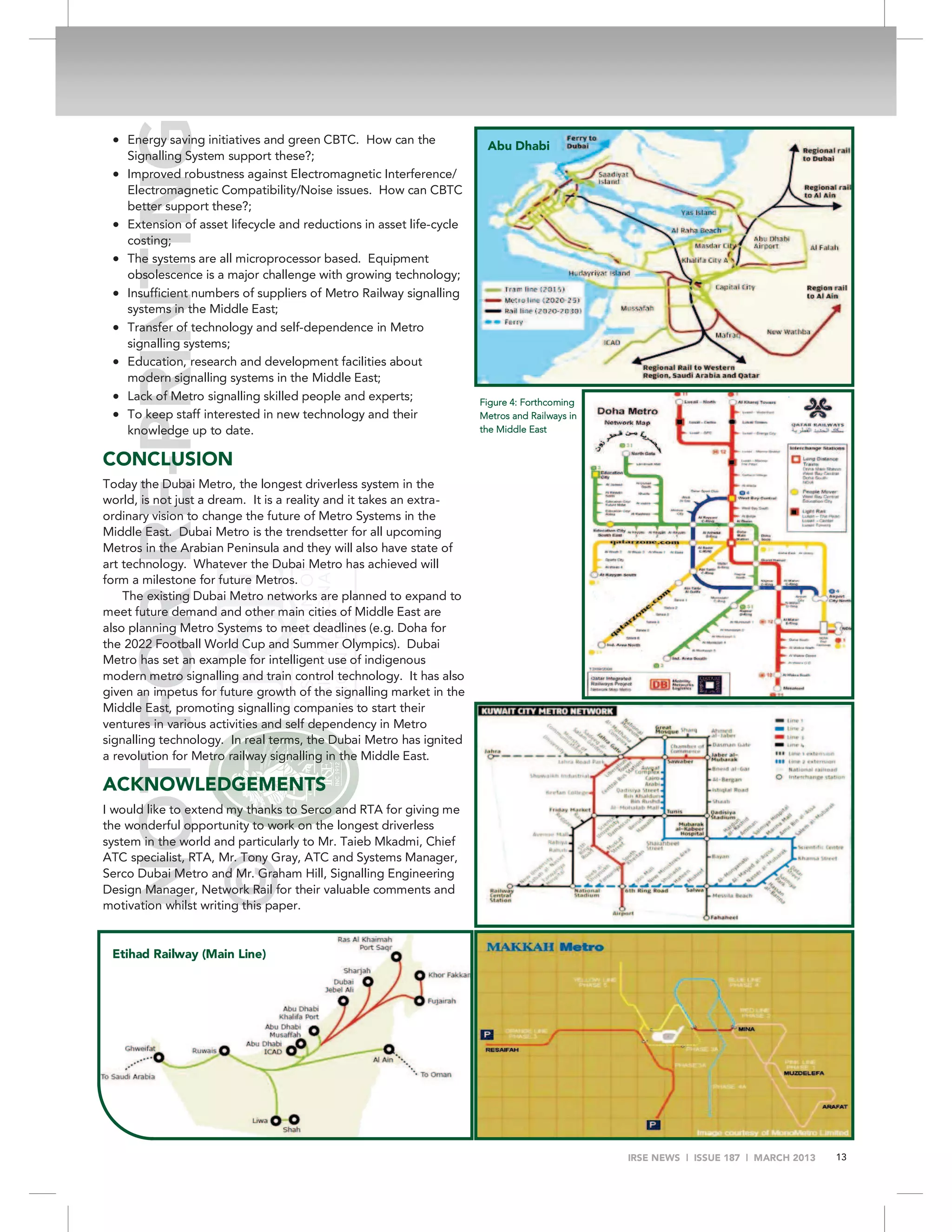 Dubai metro paper in IRSE magazine | PDF