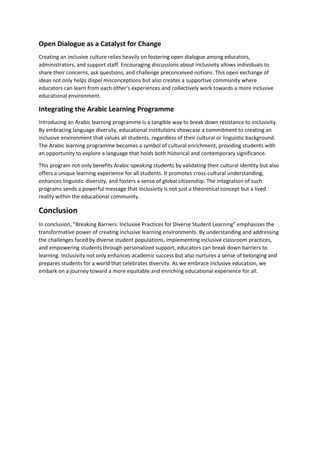 Breaking Barriers: Inclusive Practices for Diverse Student Learning | PDF | Special Education ...