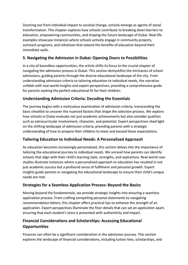 Empowering Minds: Unveiling the Transformative Role of Schools in Shaping Futures | PDF