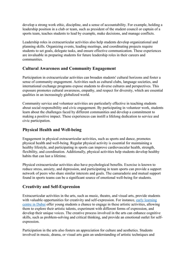 Extracurricular Activities: Enhancing Student Development Beyond the ...