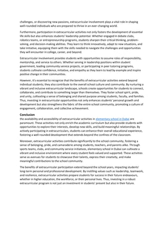 The Role of Extracurricular Activities in Student Development | PDF