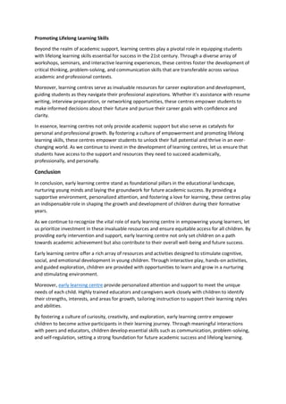 Unlocking Potential: The Role of Learning Centers in Empowering ...