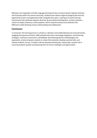 Unlocking the Potential: Understanding the Learning Process in Schools | PDF