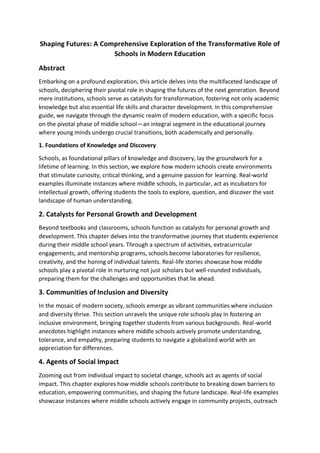 Shaping Futures: A Comprehensive Exploration of the Transformative Role ...