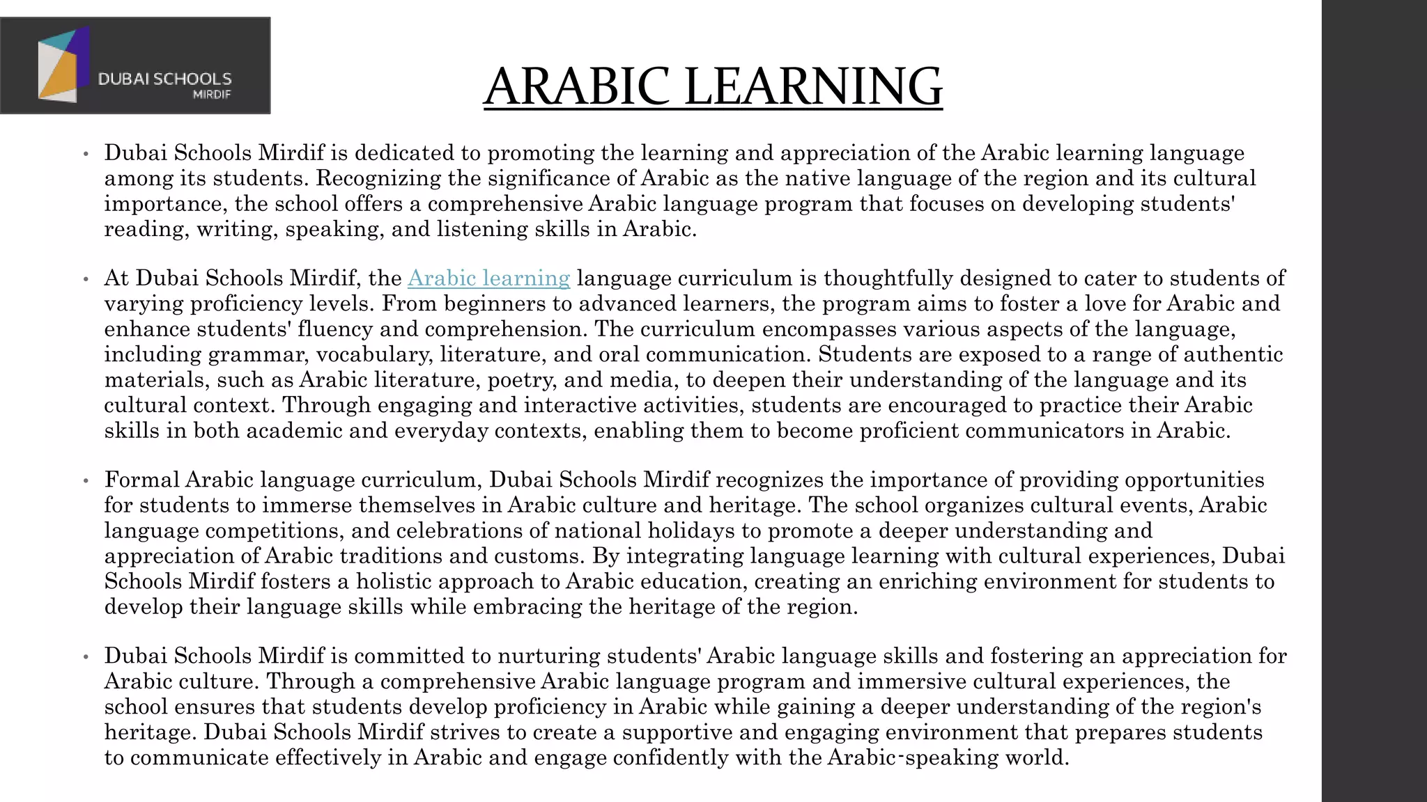 Arabic Learning | PPTX | Education