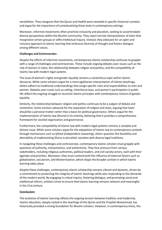 The Evolution of Islamic Learning: Tradition and Modernity in Contemporary Scholarship | PDF