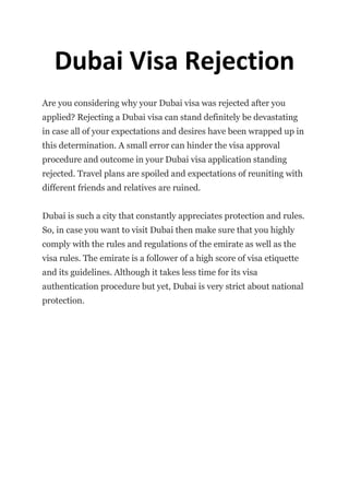 Dubai Visa Rejection | PDF
