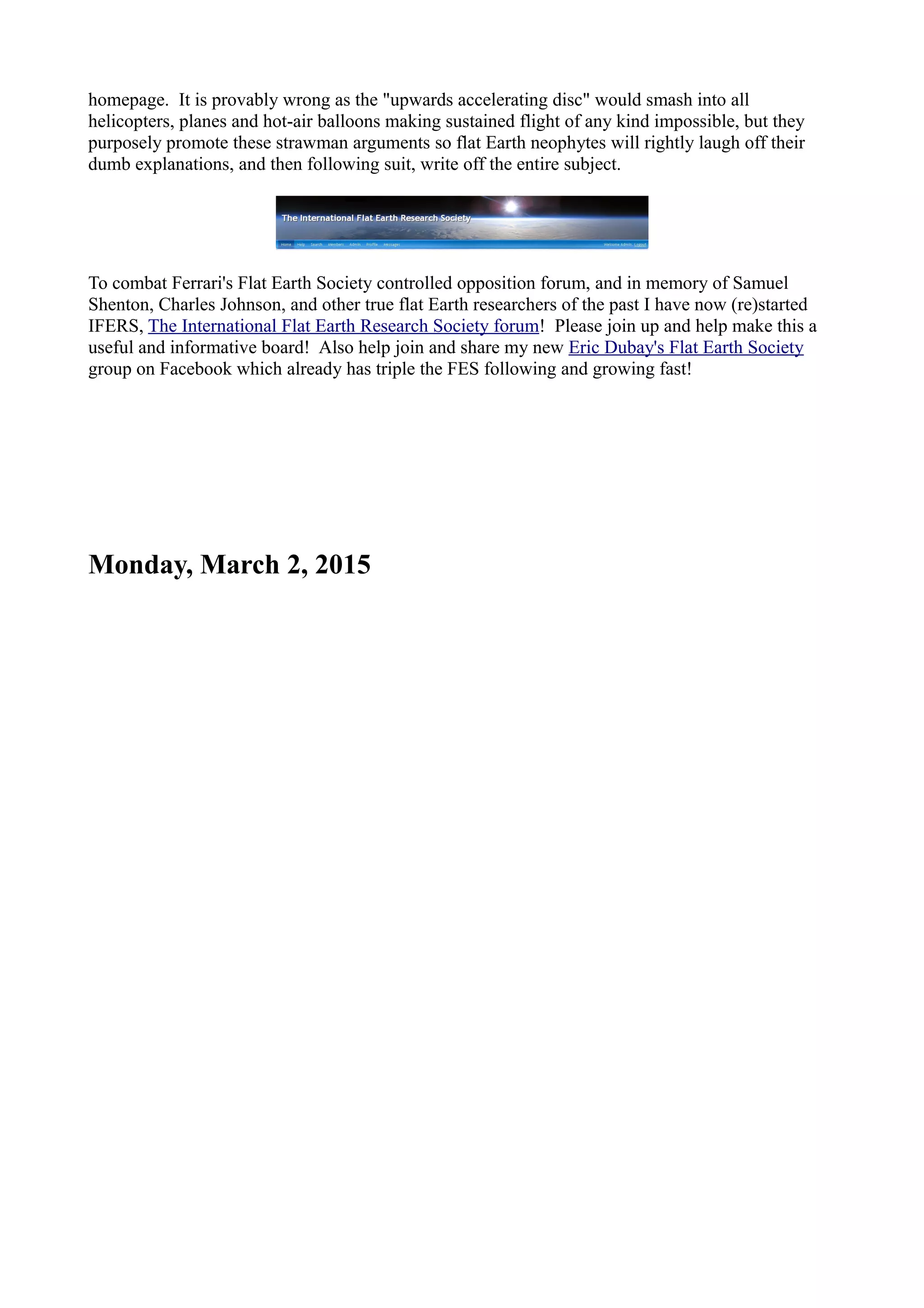 Dubay eric the flat earth society is controlled opposition | PDF