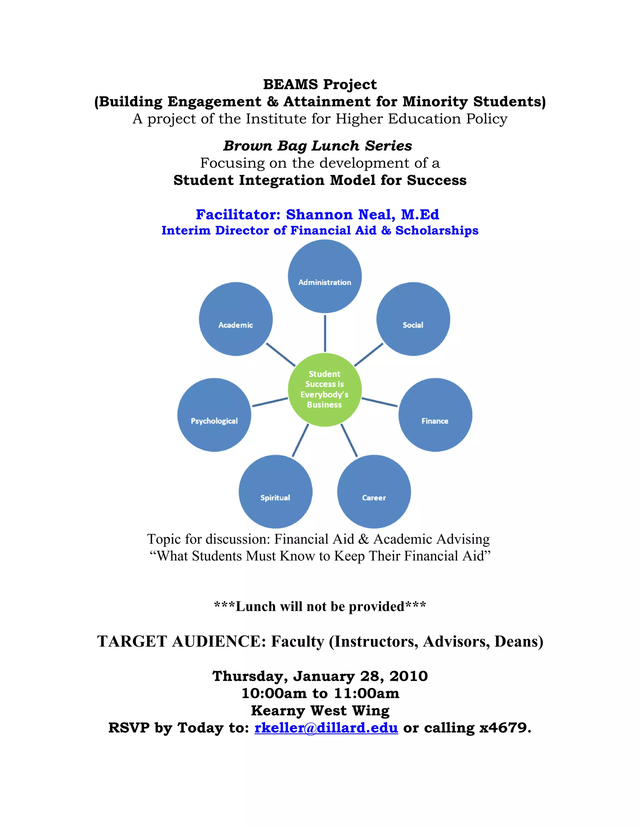 DU Beams Project Student Integration Model For Success | PDF