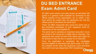 DU BED ENTRANCE EXAM | PPT