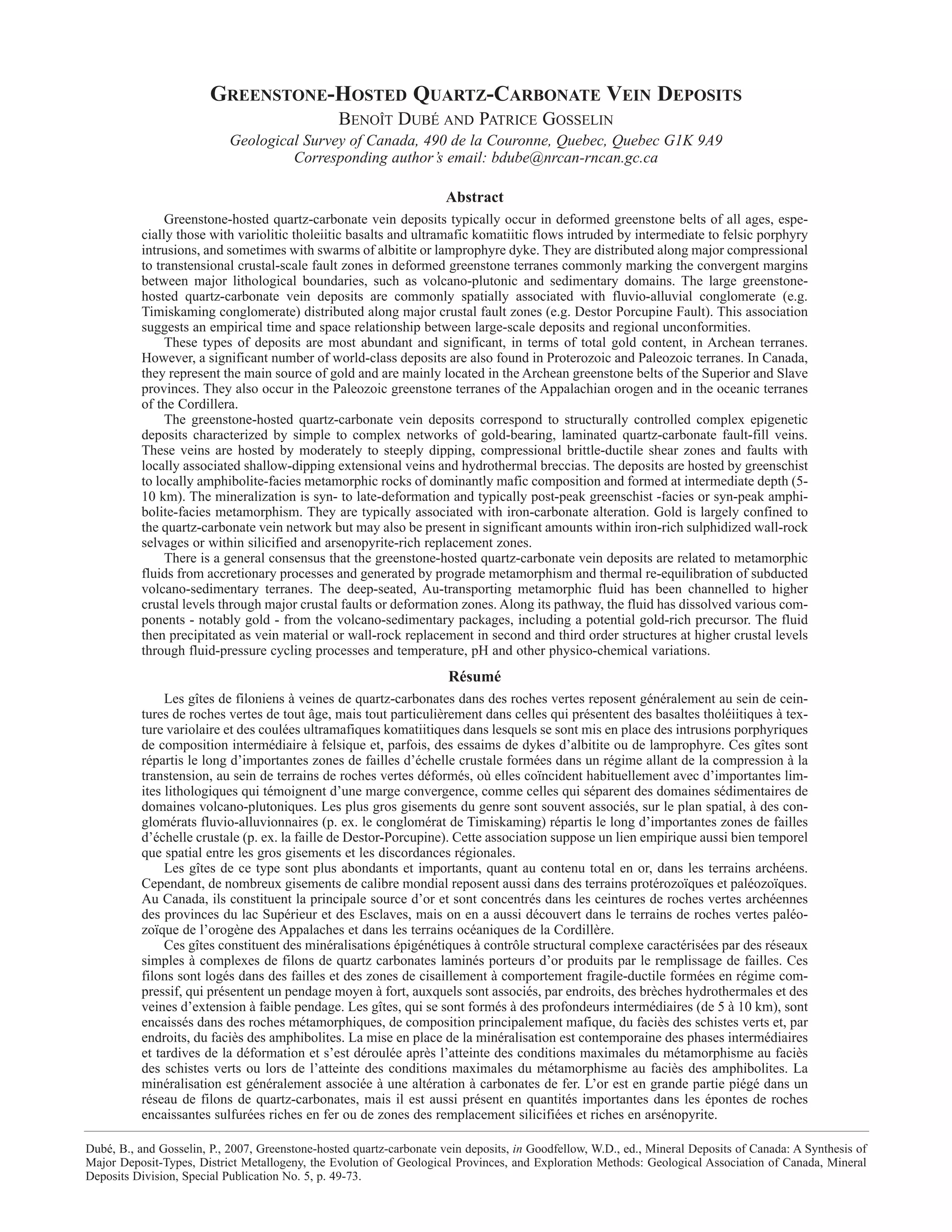GREENSTONE-HOSTED QUARTZ-CARBONATE VEIN DEPOSITS | PDF
