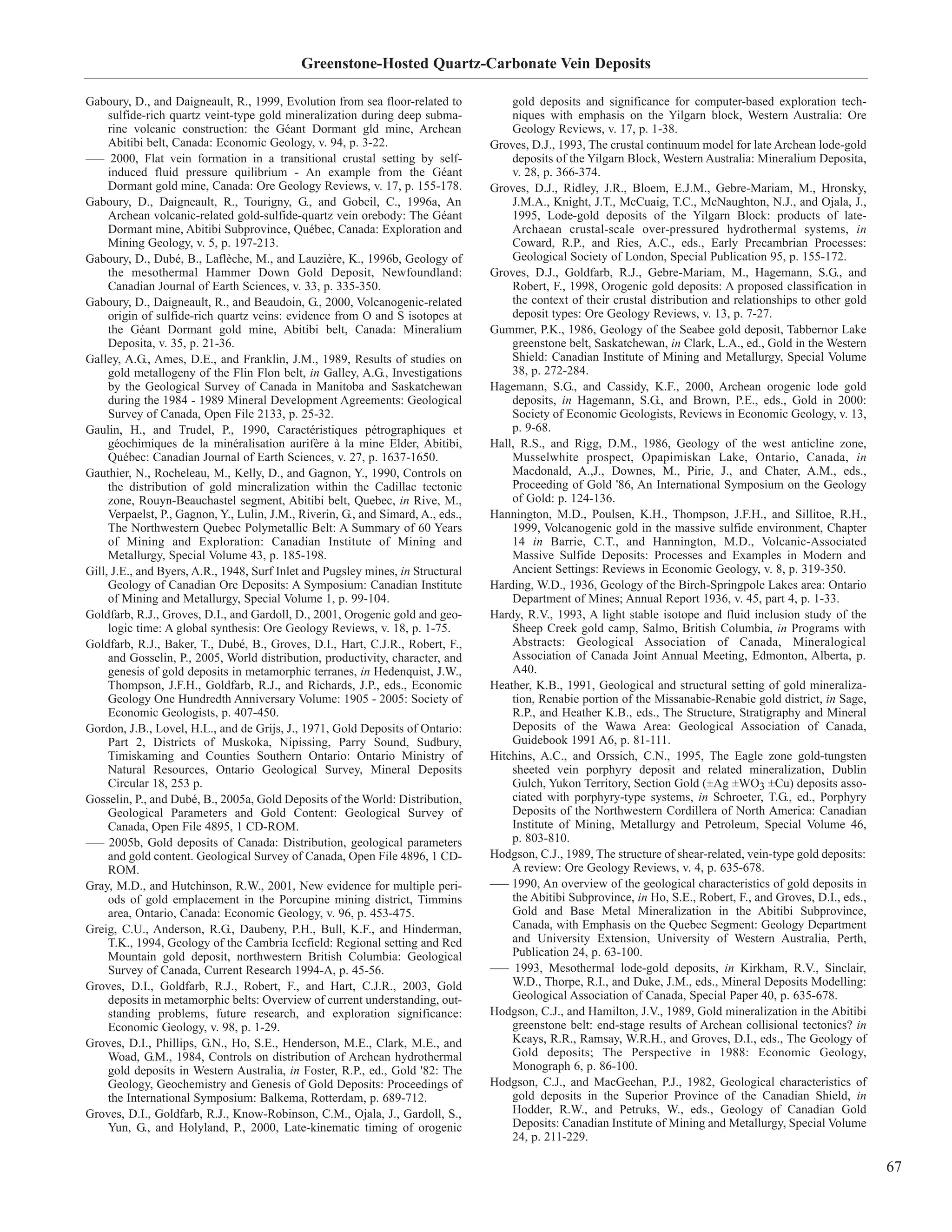 GREENSTONE-HOSTED QUARTZ-CARBONATE VEIN DEPOSITS | PDF