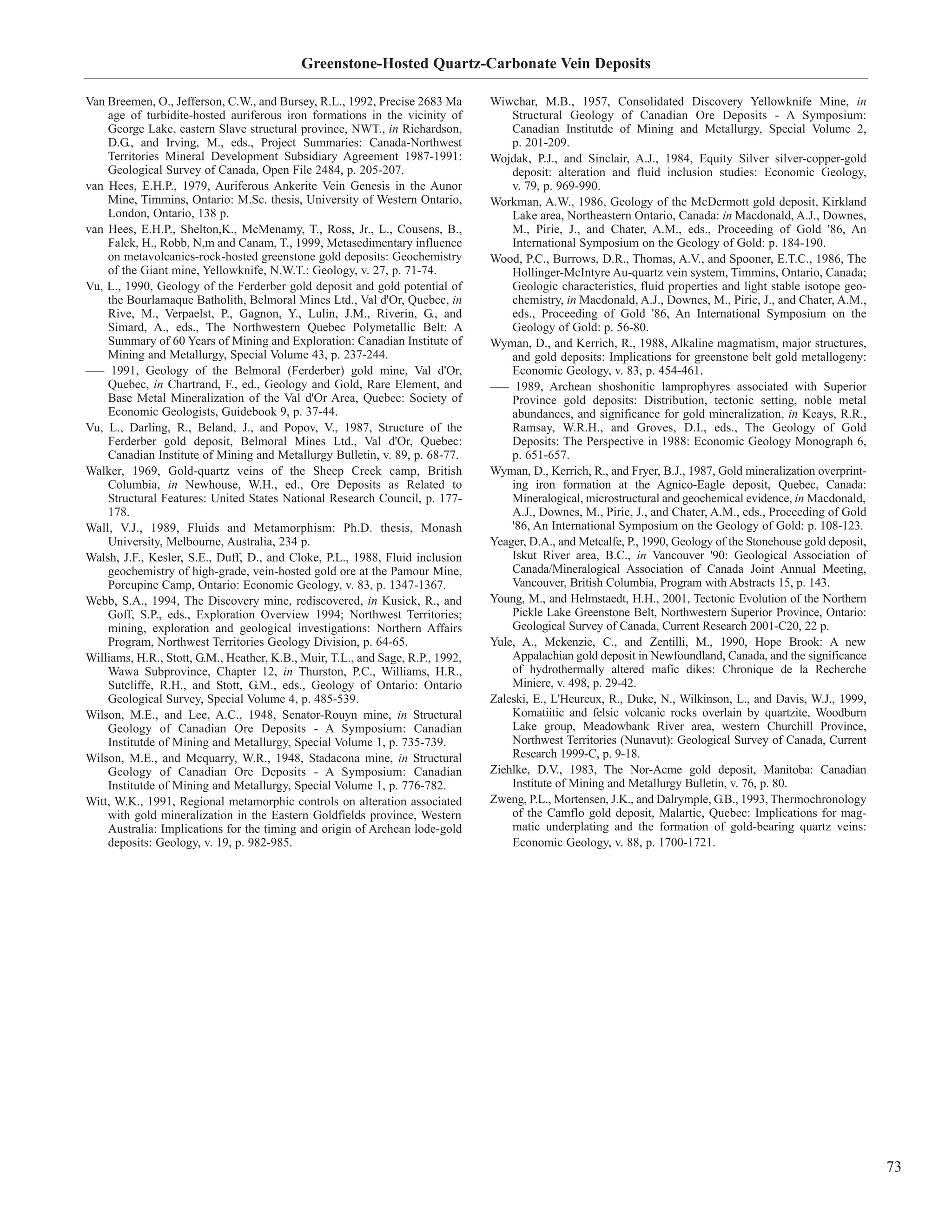 GREENSTONE-HOSTED QUARTZ-CARBONATE VEIN DEPOSITS | PDF