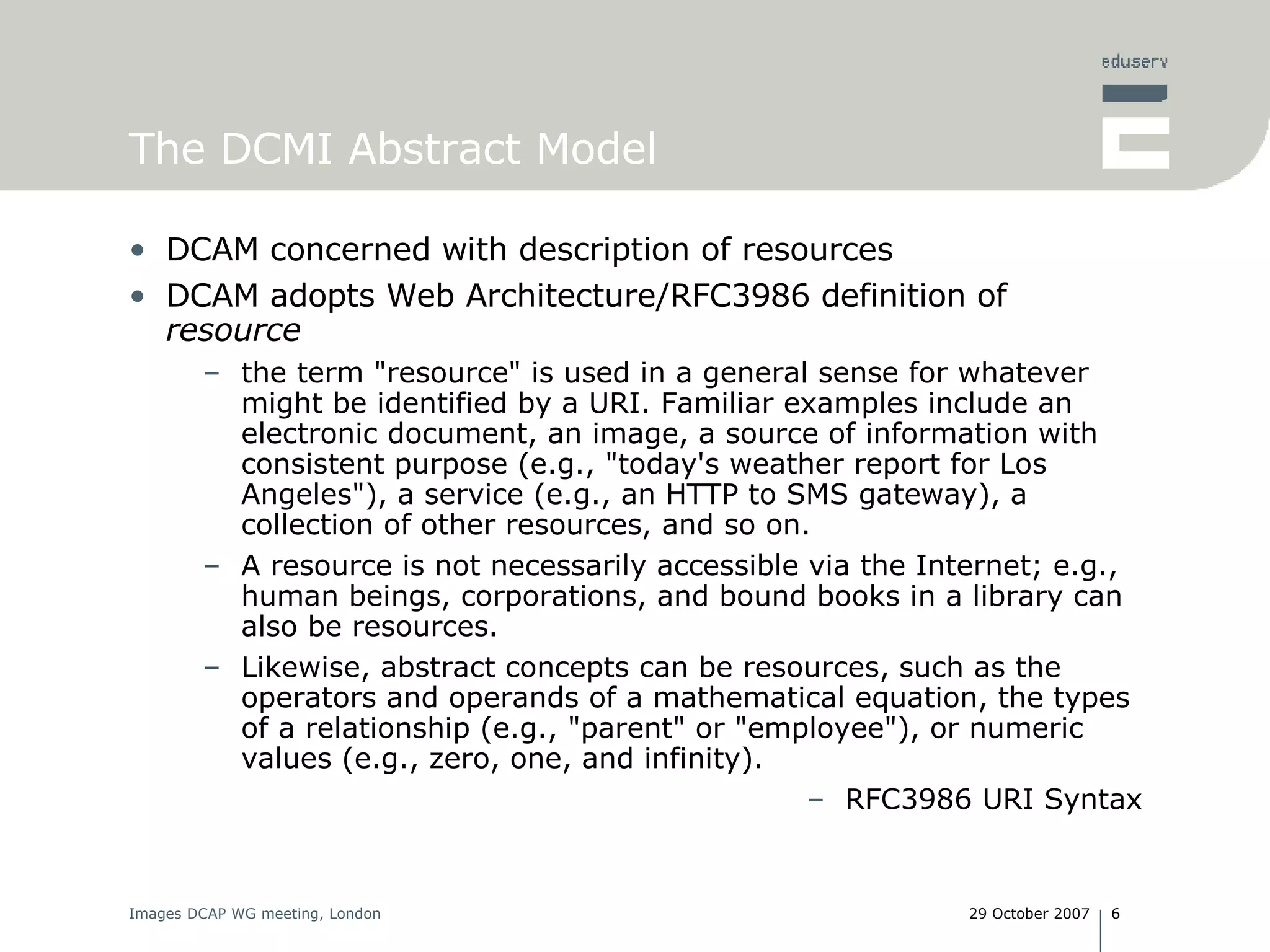 Dublin Core, the DCMI Abstract Model & DC Application Profiles | PPT