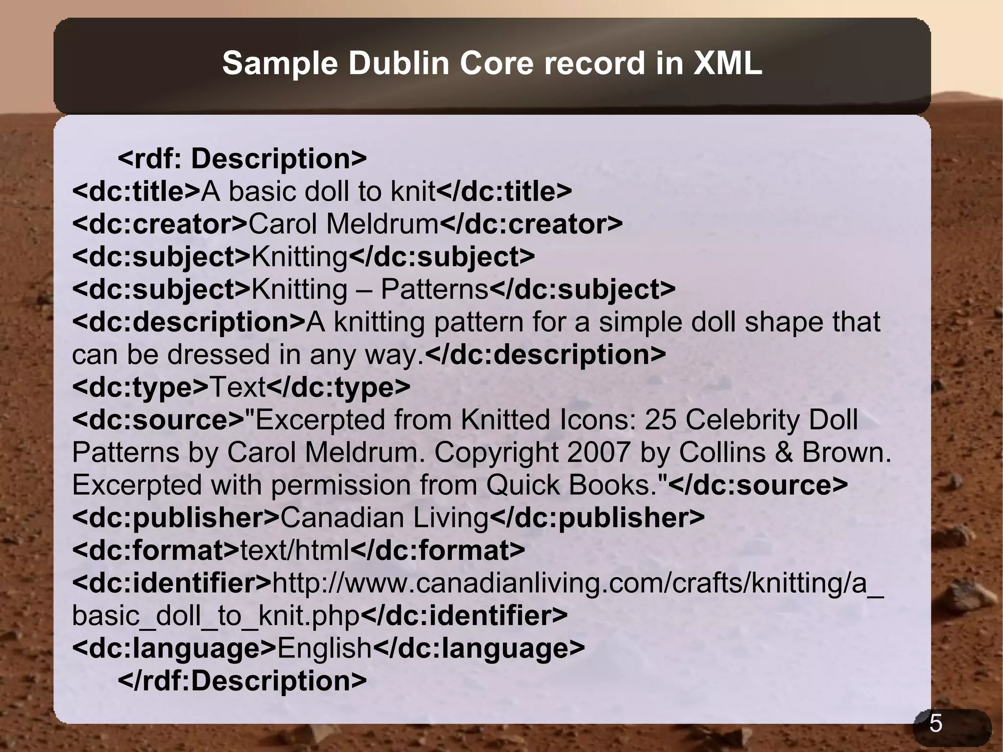 Dublin core Presentation | ODP