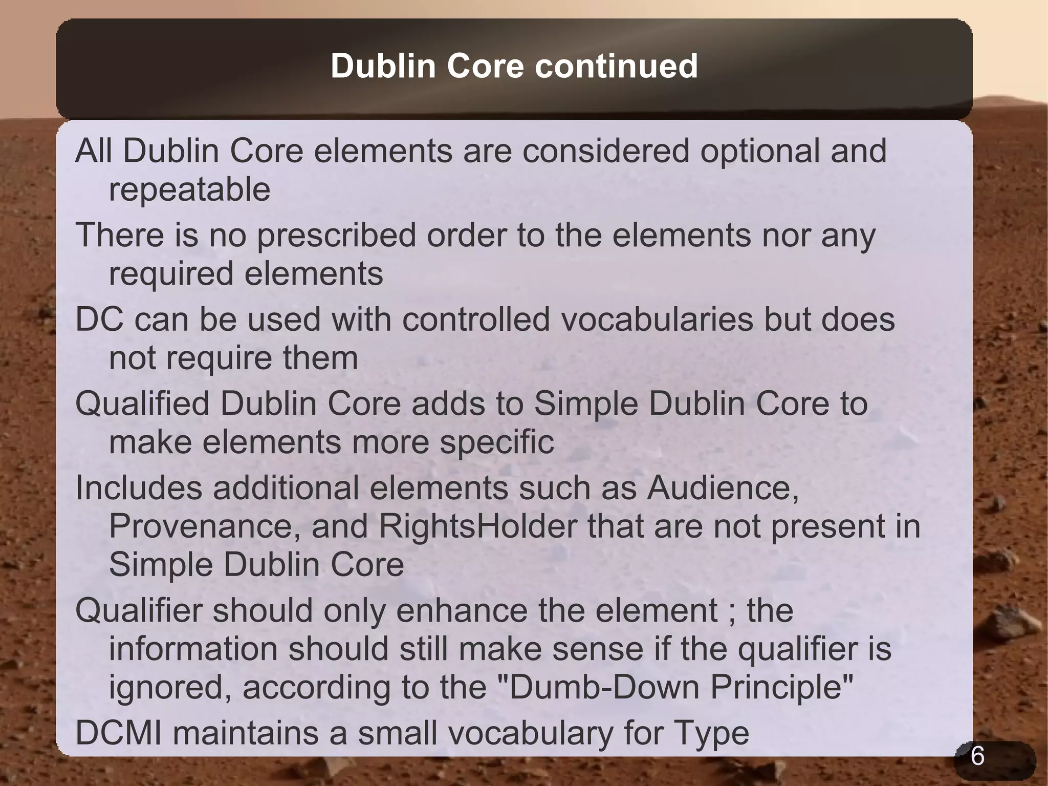 Dublin core Presentation | ODP