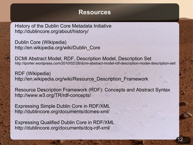 Dublin core Presentation | ODP