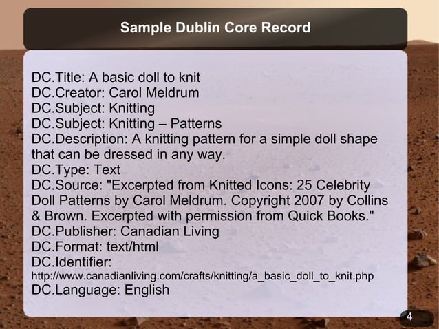 Dublin core Presentation | ODP