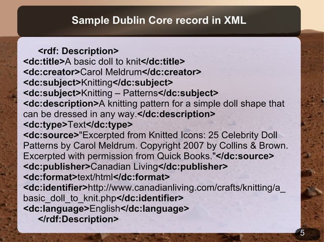 Dublin core Presentation | ODP