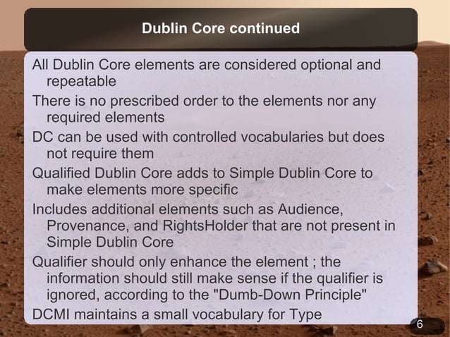 Dublin core Presentation | ODP