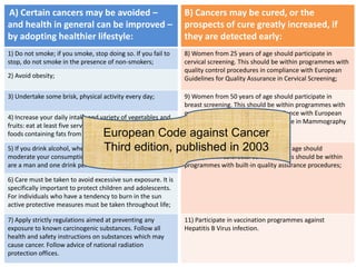 Joachim Schüz - A Review of the European Code against Cancer | PPTX ...