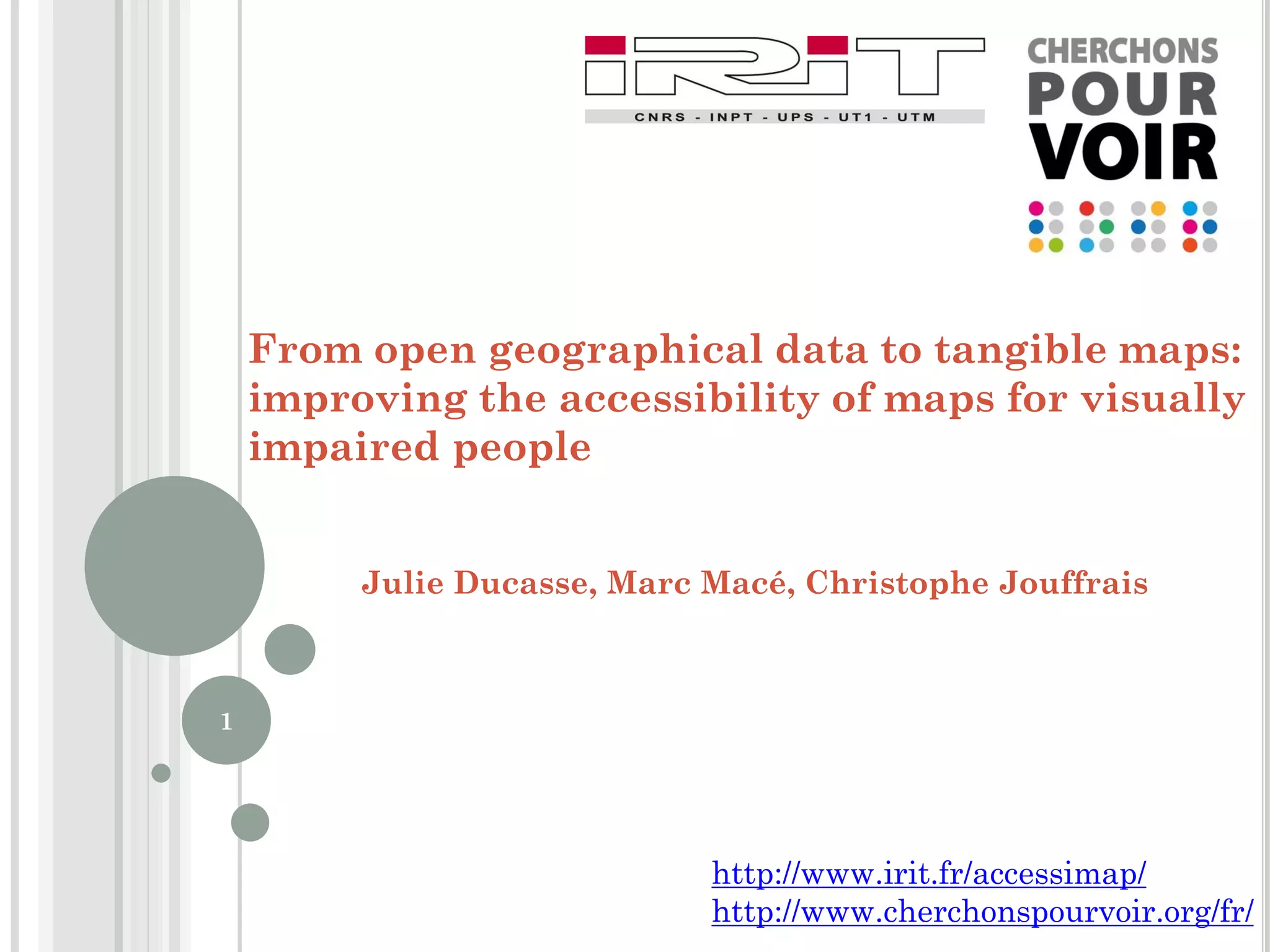 From open geographical data to tangible maps: improving the ...