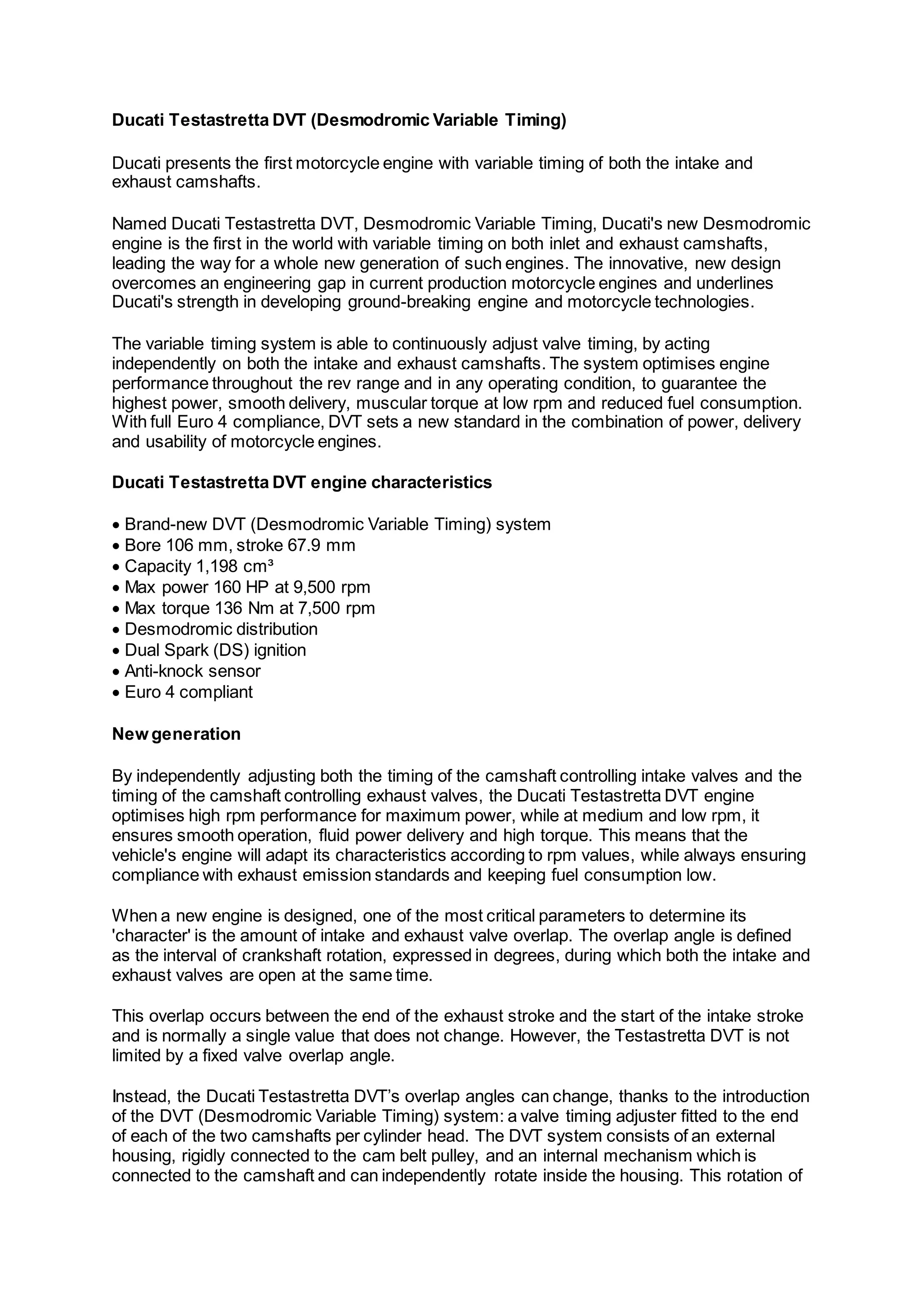 Ducati testastretta dvt press release | DOCX