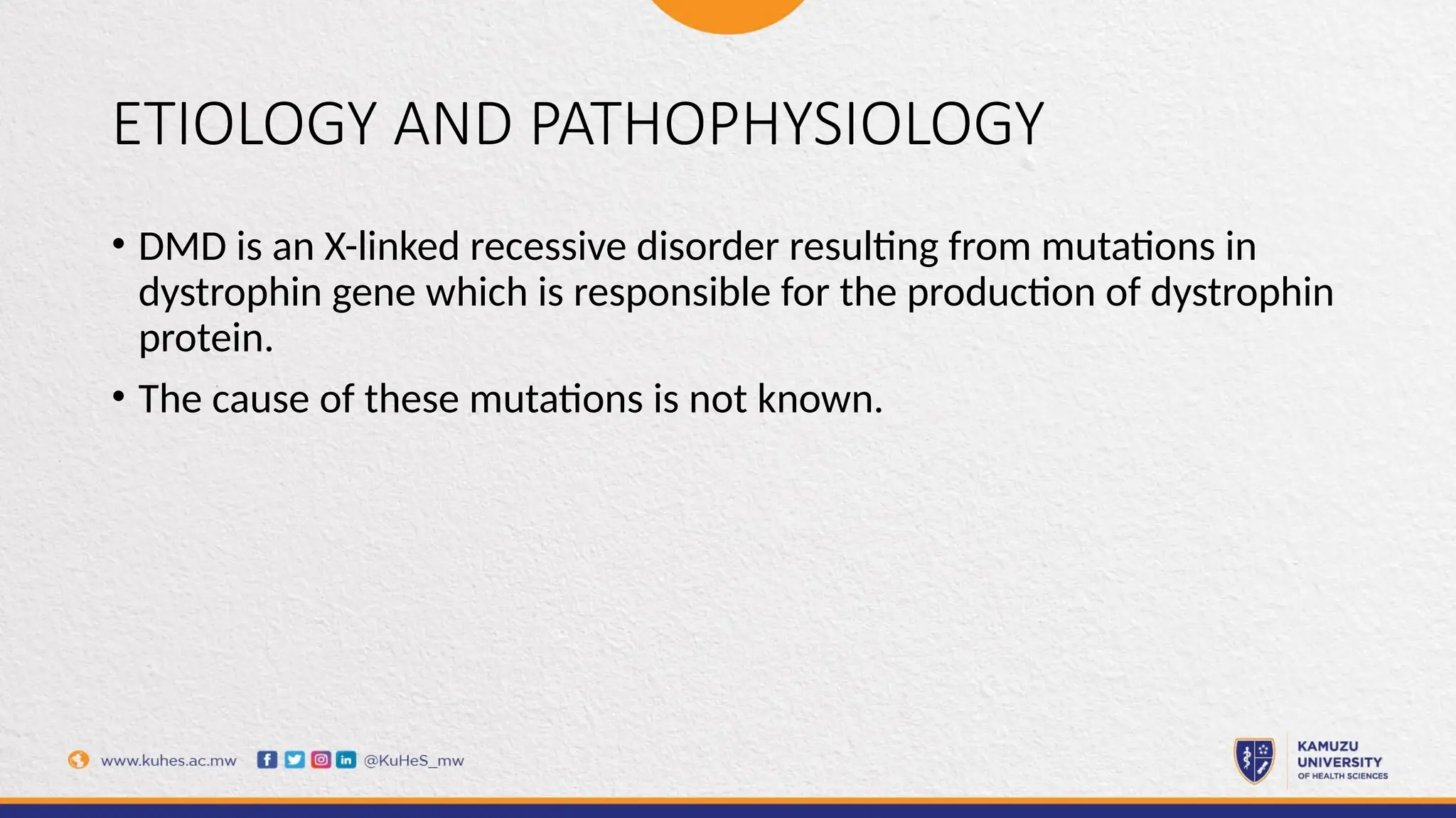 DUCHENNE MUSCULAR DYSTROPHY. Pathophysiology and management | PPT
