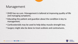 DUCHENNE MUSCULAR DYSTROPHY. Pathophysiology and management | PPT