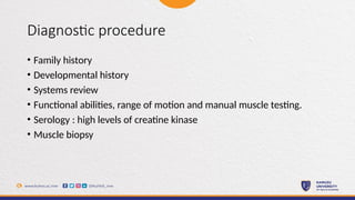 DUCHENNE MUSCULAR DYSTROPHY. Pathophysiology and management | PPTX