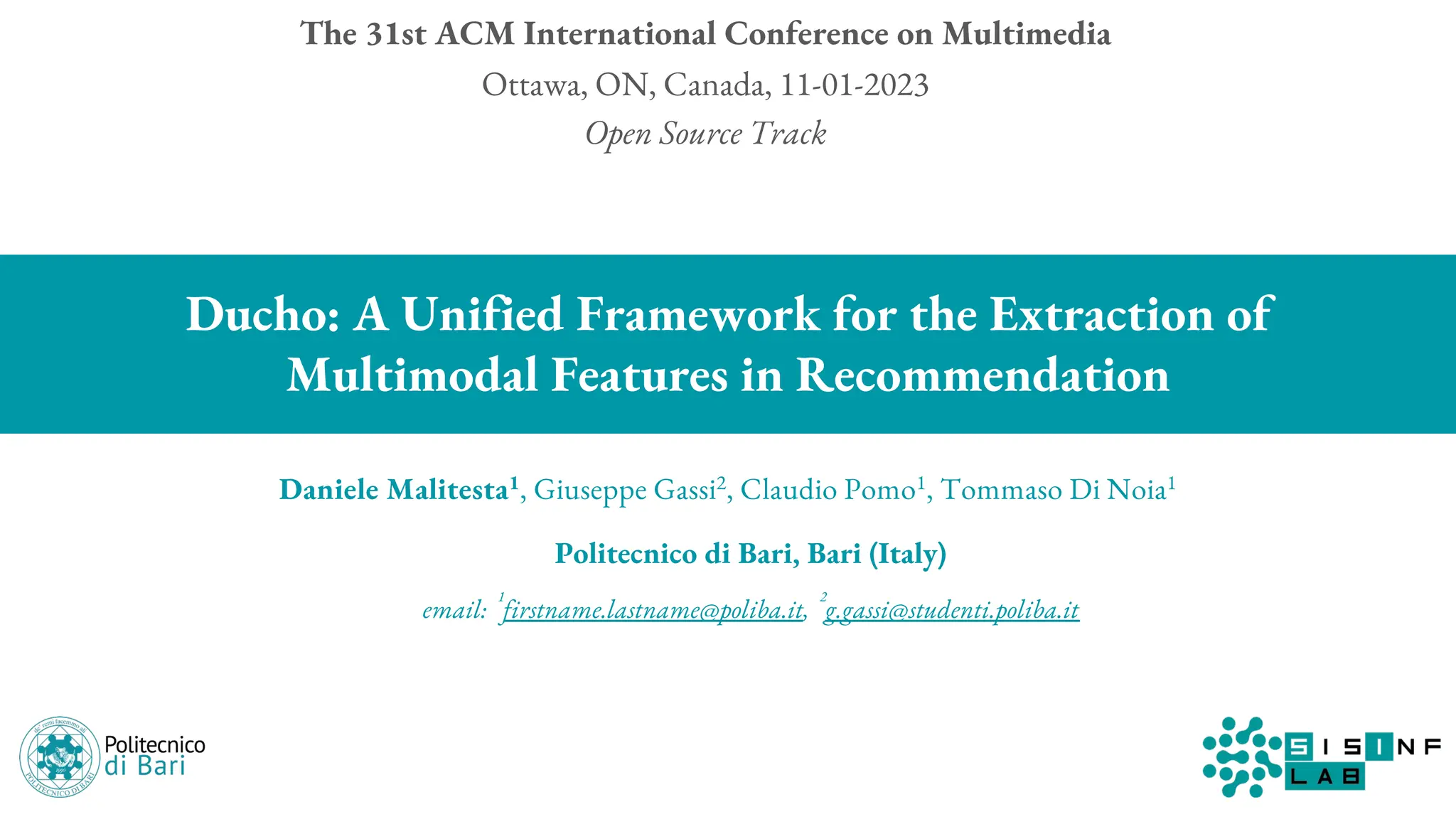 [MM2023] Ducho: A Unified Framework for the Extraction of Multimodal ...