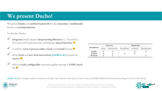 [MM2023] Ducho: A Unified Framework for the Extraction of Multimodal Features in Recommendation ...