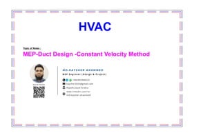 DUCT design -Constant Velocity method.pptx