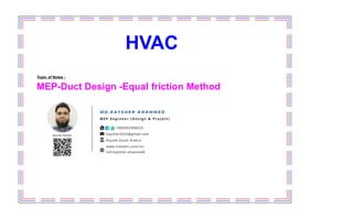DUCT Design -Equal friction method.pptx