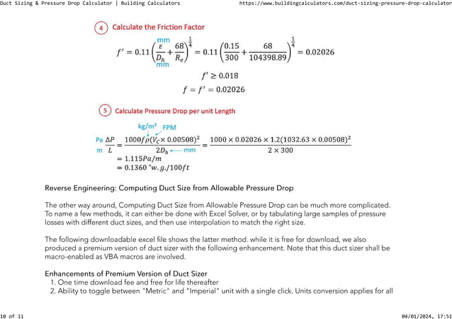 Duct Sizing & Pressure Drop Calculator.pdf