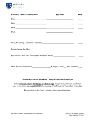 DU Curriculum Change Request Form Revised 12 11 | DOC | Primary ...